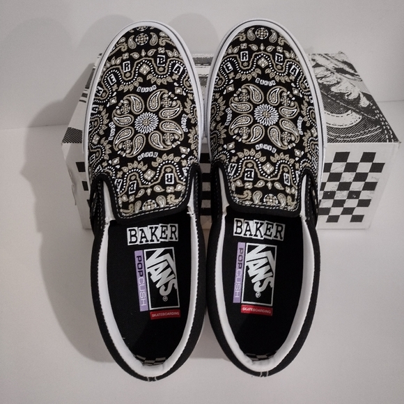 Vans | Shoes | Vans X Baker Pro Classic Slipons Shoes Black White ...